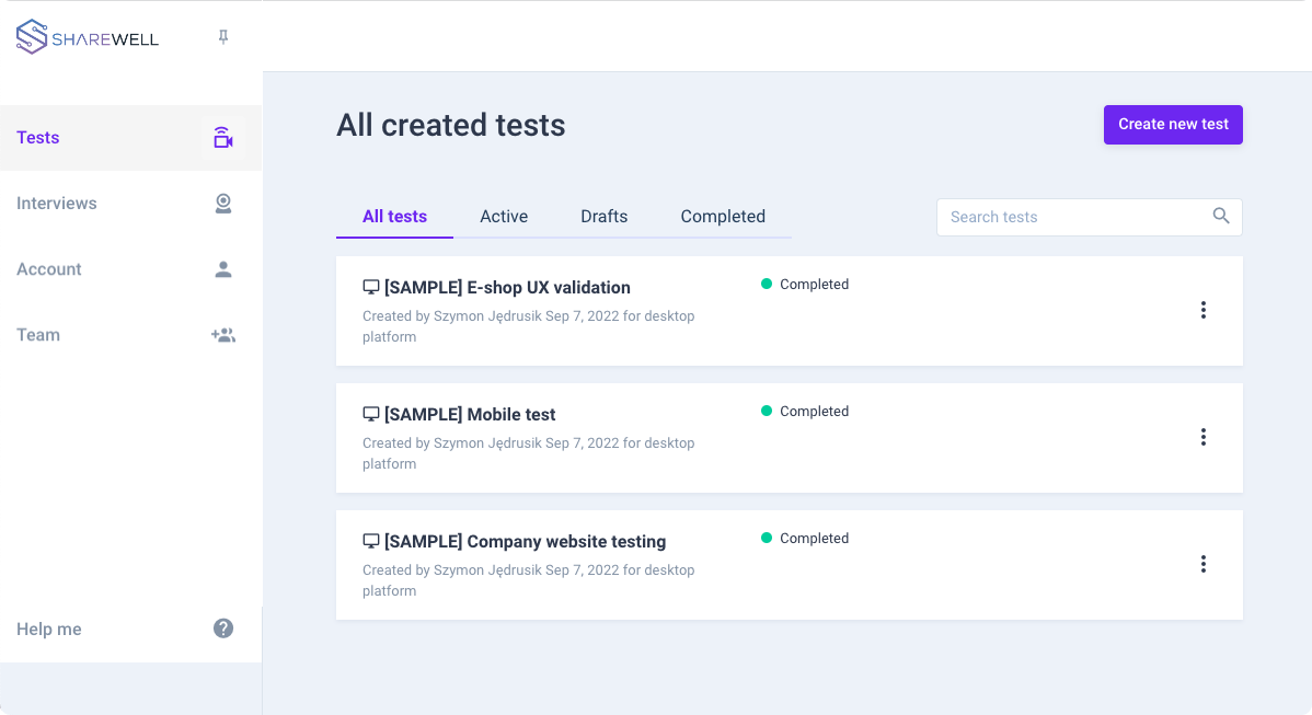 User testing and UX research platform